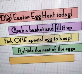 Búsqueda de huevos de Pascua con carteles en el jardín | Hometalk